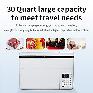 Car Refrigerator 12V 29 Quart 28Liters Portable Freezer Compact Refrigerators for Cars, Saloons Trucks Ships Up To -4 Degrees Fahrenheit Outdoor Travel Household White