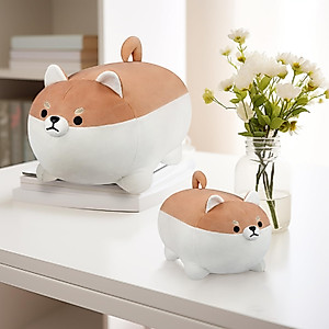 AFAN 11.8” Kawaii Shiba Inu Dog Plush Pillow Corgi Stuffed Animal Toy Doll Gifts for Valentine, Plush Toy Gifts for Boys Girls (Brown)