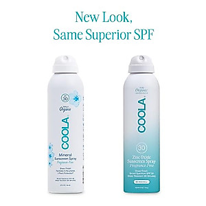 COOLA Organic Mineral Sunscreen SPF 30 Sunblock Spray, Dermatologist Tested Skin Care for Daily Protection, Vegan and Gluten Free, Fragrance Free, 5 Fl Oz