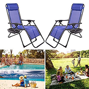 Yangming Galion Reclining Zero Gravity Chair (Set of 2), Dark Blue