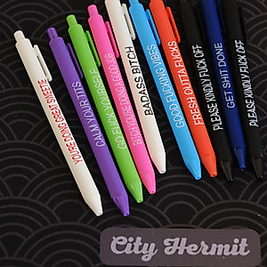 Cityhermit 11Pcs Funny Pens Set for Adults, Swear Word Daily Ballpoint Pen, Premium Novelty Pens Set Days of The Week Pens Dirty Cuss Word Pens for Each Day Funny Office Gifts for Coworkers