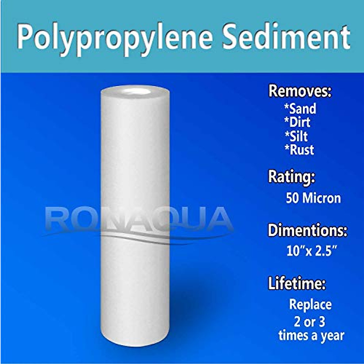 50M-4PK 50-Micron Sediment Water Filter Cartridge WELL-MATCHED with P5, AP110, WFPFC5002, CFS110, RS14, WHKF-GD05, 4-Pack