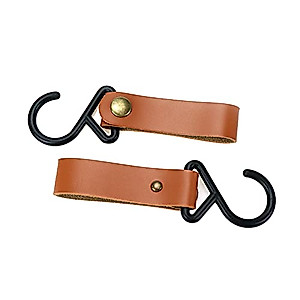 Savagrow 3pcs Brown Camping Leather Hook for Hanging Outdoor Camping Equipment Kitchenware, Tools, Clothes, Keys