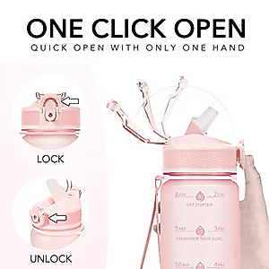 Hyeta 32oz Water Bottles with Straw - Stay Motivated and Hydrated with Convenient Times to Drink Markings, Durable, Leak-proof and BPA-free