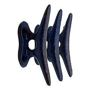 Wowser Nautical Blue Cast Iron Boat Cleat Wall Hooks, 3.5 Inches, Set of 3