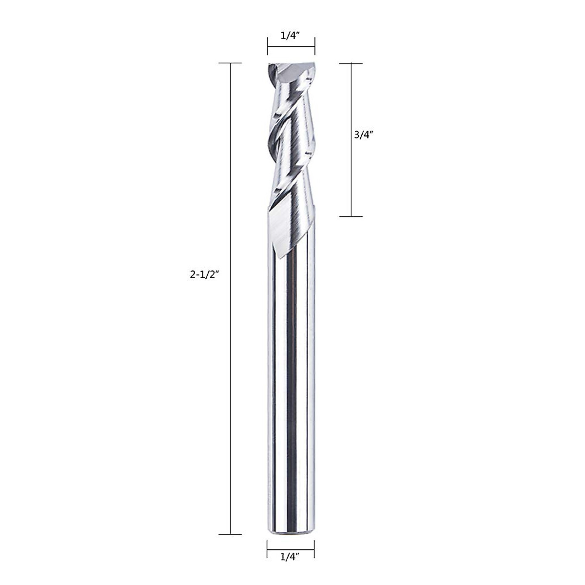 SpeTool 5Pcs Carbide CNC End Mills for Aluminum Machining 2 Flutes Upcut Router Bits 1/4 Inch Shank 2-1/2 Inch Overall Length