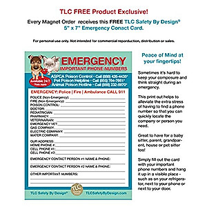 TLC Safety By Design Premium 8.5” x 11” Magnet Toxic Harmful and Safe Foods for Pets Fridge Safety Dogs Cats Poison Emergency Large Format Veterinarian Approved (Qty. 1)