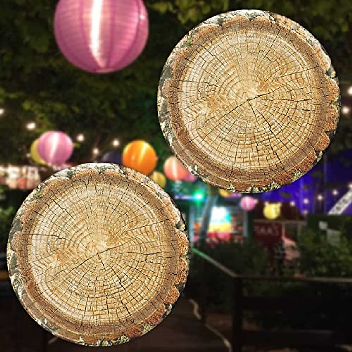 Havercamp Cut Timber 10" Party Plates (24 plates)! 24 Lg. Round Dinner Paper Plates from the Cut Timber Party Collection.