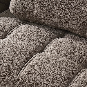 FIQHOME Convertible Sofa Bed, Adjustable Backrest & Gold Metal Legs, Futon Sleeper Couch Daybed Single Pillow, Teddy Fabric Armless Chair,Taupe