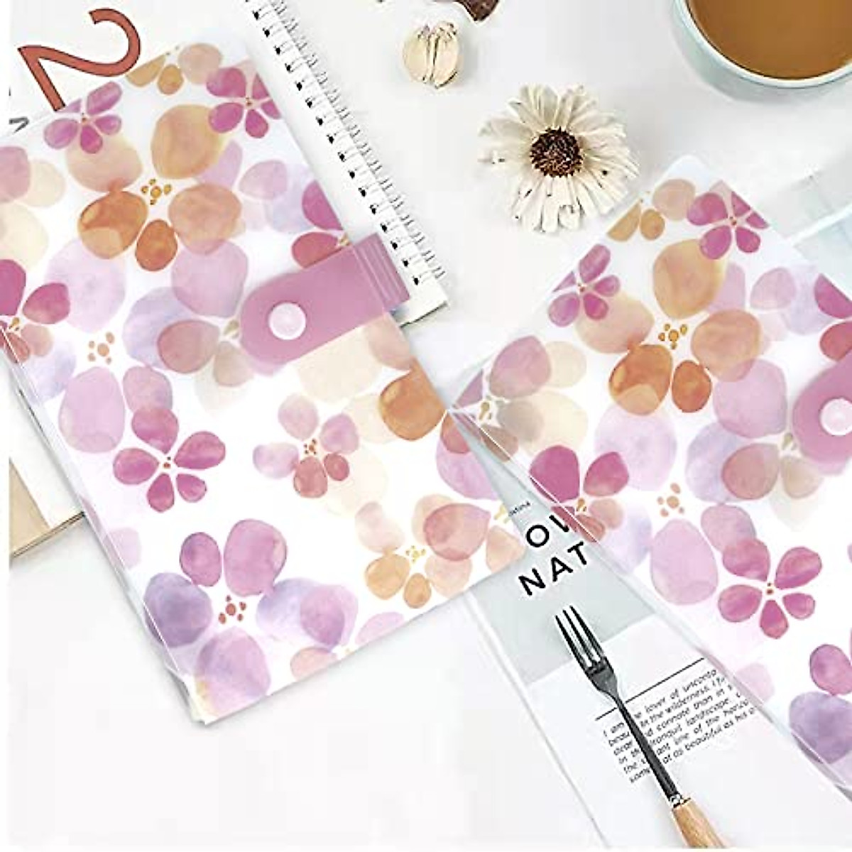 ROPAKED Beautiful Jewelry Storage Book with Pockets 120 Slots and 60 Pcs Clear Small Plastic Bags Ring Earring Organizer Book Card Holder Travel Pouch for Jewelry (Flower)