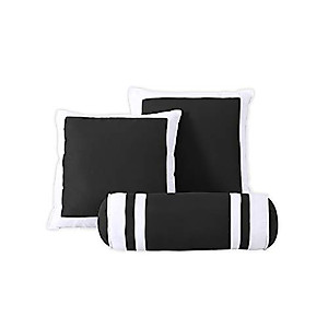 Chezmoi Collection 7-Piece Caprice Black/White Square Pattern Hotel Bedding Comforter Set, California King
