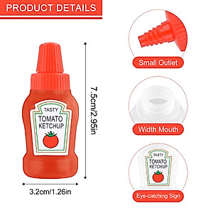 WXJ13 8 Pieces Mini Condiment Squeeze Bottles, 25ml Refillable Honey Ketchup Sauce Salad Dressing Squeeze Containers, Mini Ketchup Bottles, Plastic Portable Squeezable Jars Containers, 4 Style