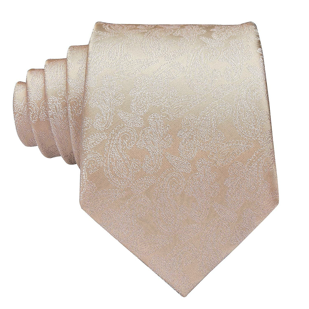 Hi-Tie Champagne Khaki Tie Paisley Silk Mens Neckties with Pocket Square Cufflinks for Wedding Business Party
