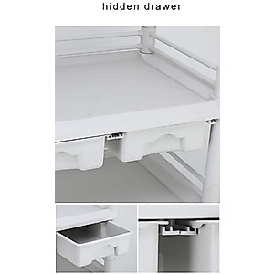 Medical Cart Kitchen Trolley Cart Island Rolling Serving Carts Salon SPA Beauty Hairdressing Rolling Trolley Cart with 2 Drawer and Adjustable Dirt Bucket | ABS Hospital Cart for Laboratory, Beauty Sa