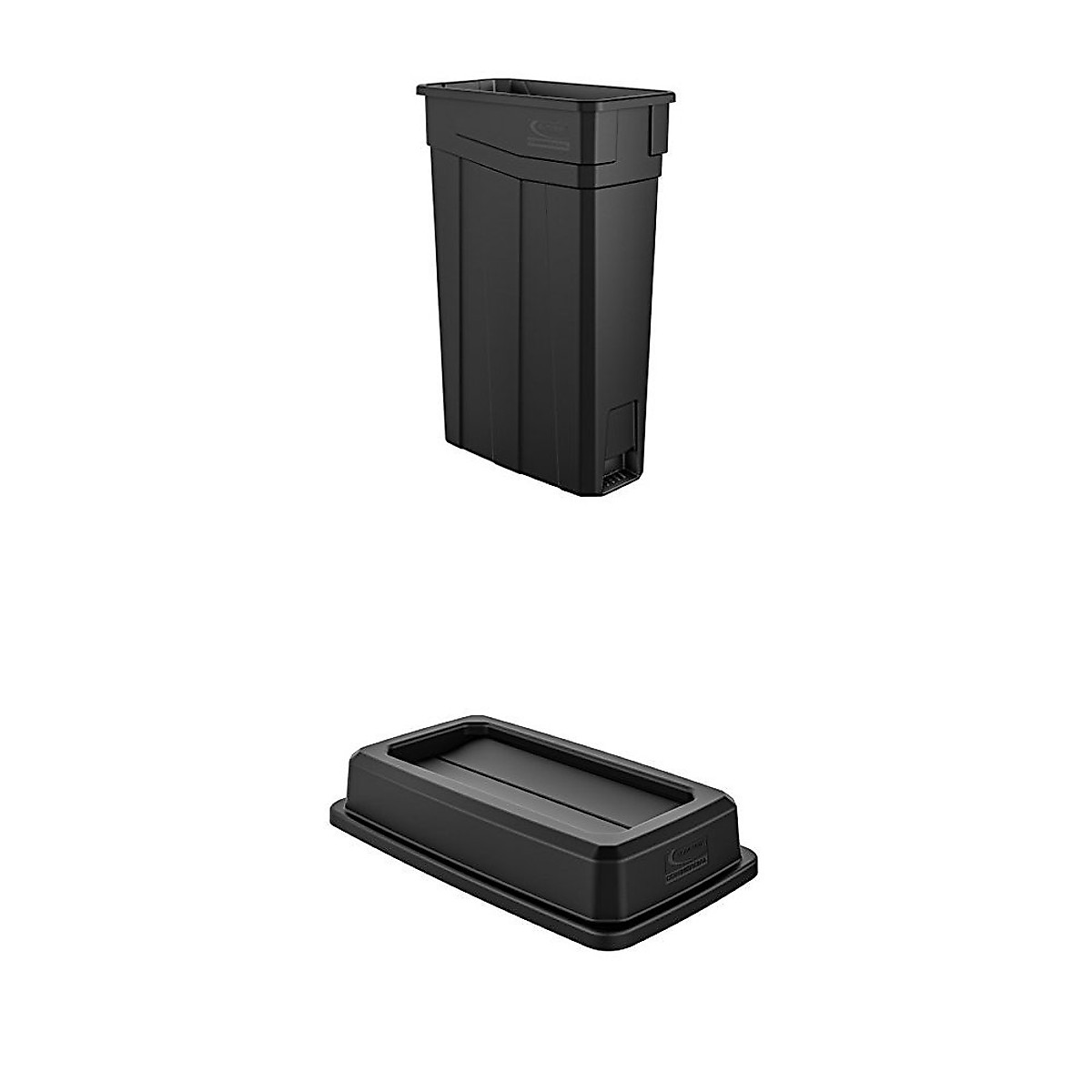 Suncast Commercial TCN2030BK Narrow Trash Can, 30.00" Height, 11.08" Width, 23 gal Capacity, Plastic, Black Bundle