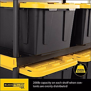 Original Black & Yellow 4-Tier Storage Shelving Unit, Indoor/Outdoor, Heavy Duty Storage Shelving Unit (55”H x 48”W x 20”D)