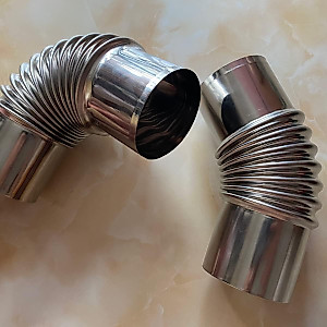 BODLYL 2.36 inch Stove Pipe, 2 Pcs 45 and 90 Degree Chimney Stainless Steel Flue for Outdoor Camping Wood Stove, Camping Stove Accessories, Diameter 6cm (90°+45°)