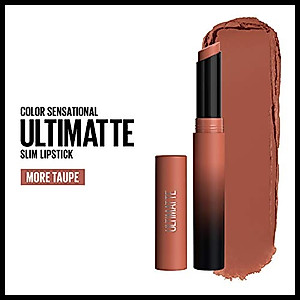 Maybelline Color Sensational Ultimatte Matte Lipstick, Non-Drying, Intense Color Pigment, More Taupe, Rose Nude, 1 Count