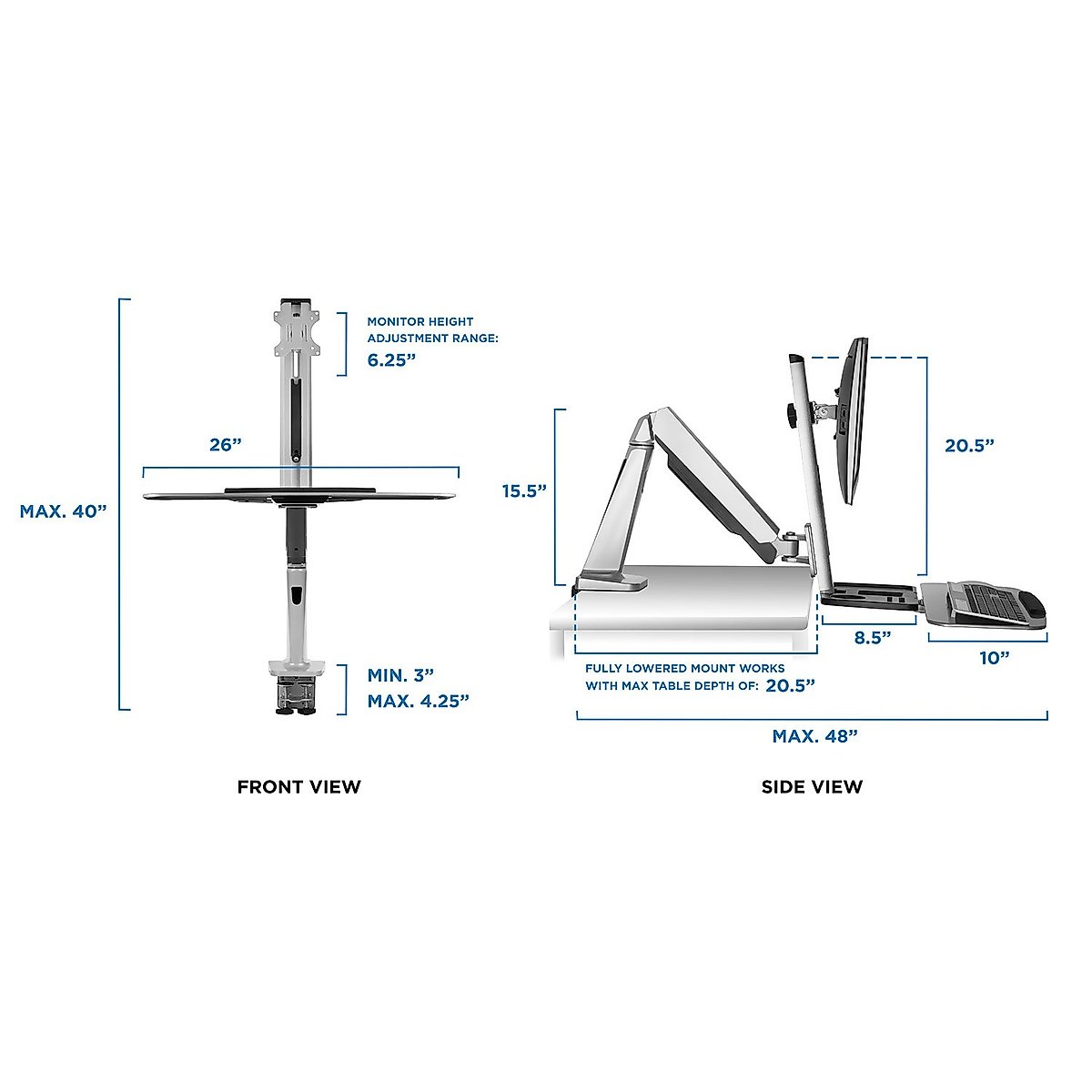 Mount-It! Sit Stand Workstation for Single Monitor and Keyboard - Height Adjustable Standing Desk Mount with Monitor Mount and Keyboard Tray
