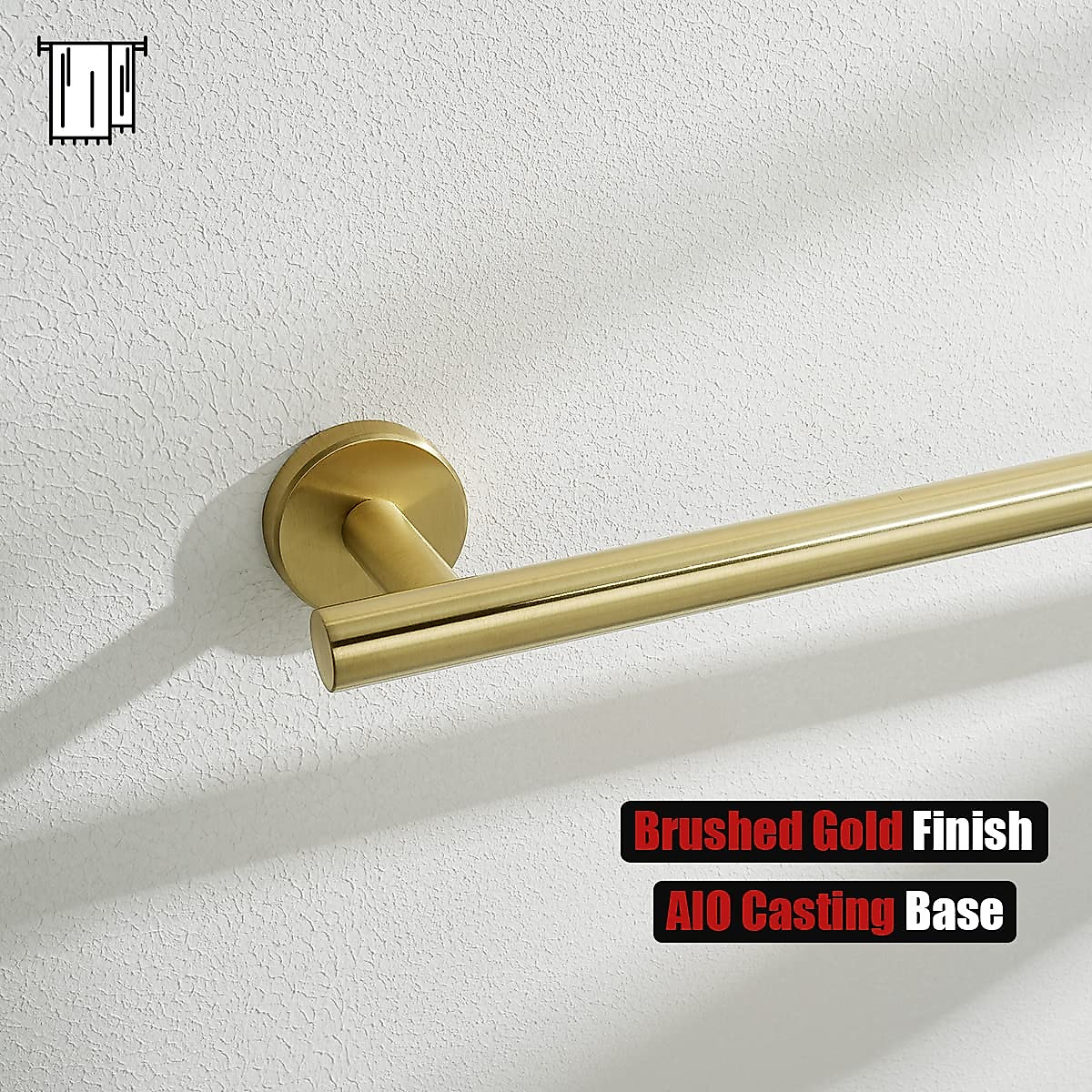 JQK Bath Towel Bar, 24 Inch Brushed Light Gold Towel Rack Bathroom, 304 Stainless Steel Thicken 0.8mm Towel Holder Wall Mount, Total Length 27 Inch, TB110L24-BG