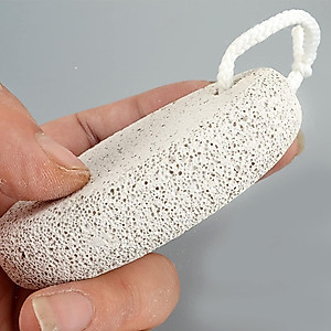 Natural Pumice Stone for Feet - 2 Pack of Foot Pumice Stones for Callus Remover, Exfoliating and Cleaning - Pedicure Tool with Handle and Rope for Hanging in Shower