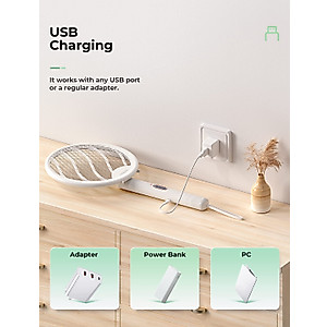 YISSVIC Electric Fly Swatter 4000V Bug Zapper Fly Racket Dual Modes Foldable USB Rechargeable with Bright LED Lights R6 (ABS)