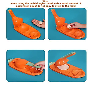 CORNICIONE 2 in 1 Portable Dumpling Maker,Cookie Press Machine,Multi-function DIY Manual Dumpling Press Molds Set,Suitable for Adults and Children（Orange）
