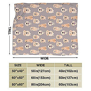 Flannel Plush Moving Throw Blanket, Golden Retriever Companion Dog Pet Animal Pattern Throw for Cold Weather Chair, Wrinkle-Resistant Air Conditioning Blanket Easy Care - 60x50 Inch