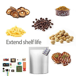 60 Mylar Bags for Food Storage with Oxygen Absorbers 300cc, Thick 5 mil, 7"x10" Quart Stand-Up Zipper Pouches, Heat Sealable Mylar Bags for Long Term Food Storage (60)