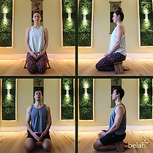 Belari Teak Meditation Bench - Meditation Seat - Meditation Stool - Kneeling Meditation Chair - Portable Folding Meditation Bench - Seiza Yoga Meditation Bench - Prayer Bench (Teak)