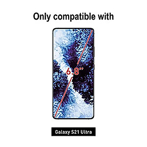 AACL Screen Protector for Samsung Galaxy S21 Ultra 5G,6.8 Inch,Curved Tempered Glass,Compatible with Ultrasonic Fingerprint Scanner,2 Pack,Black