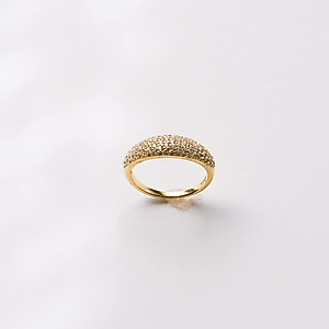 espere Pave Dome Ring | Pavé Zirconia Thin Dôme Ring | Gold Dome Band Ring | Pave Chunky Statement Ring [Size 7]