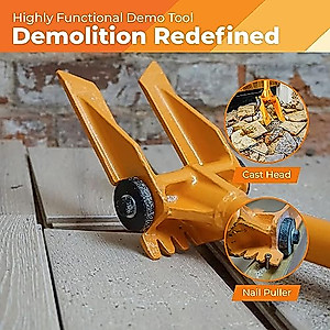 Gutster 60" Round Handle Demolition Bar - Ultimate Flooring/Hardwood Demolition Tool - Long Handle for Maximum Leverage - Ergonomic Handle to Apply Pressure Without Wrist Strain