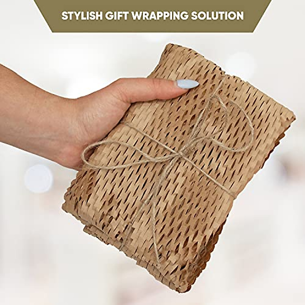 ecoducer 15”x164’ Honeycomb Packing Paper Moving Supplies with 48 Fragile Stickers &100 ft Jute Twine. Eco Friendly Bubble Cushioning Wrap Packing Material. Biodegradable Shipping Supplies.