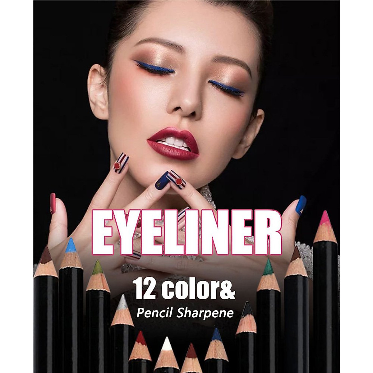 DC-BEAUTIFUL 12Pcs Lot Set 12 Colors Eyeliner Pencil Waterproof Eyebrow Pencil Cosmetics with a Pencil Sharpener
