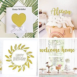 35 Sheets Glitter Cardstock - 20 Sheets 8.5x11 Inch Double Sided Gold Glitter Cardstock Paper & 15 Sheets 12" x 12" Single Sided Black CardStock for Cricut, Card Stock for DIY Projects - 250 GSM