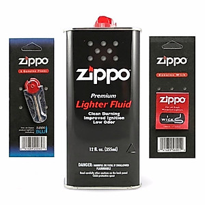 Zippo (1) 12 OZ. Fuel (1) Flint and (1) Wick Set