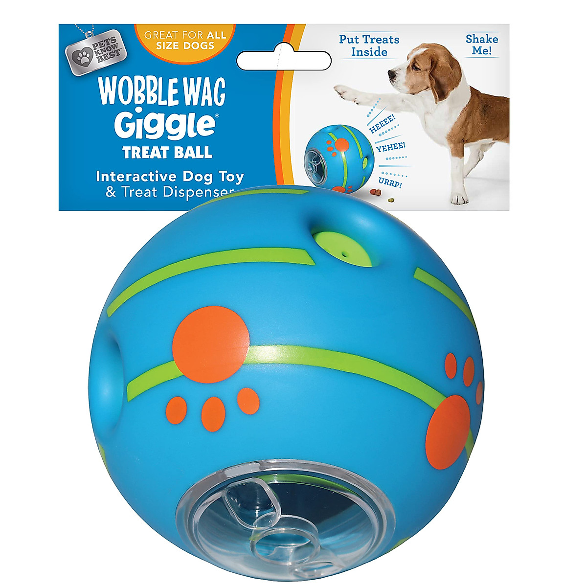 Wobble Wag Giggle Treat Ball- Interactive Dog Toy & Treat Dispenser, Fun Giggle Sounds When Rolled or Shaken, Great for Dogs Pets Know Best