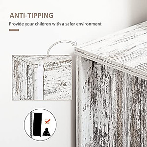 HOMCOM Industrial Sideboard Buffet Cabinet with 2 Drawers Kitchen Storage Cabinet Coffee Bar Cabinet with Double Door Cupboard for Kitchen, Living Room, Distressed White