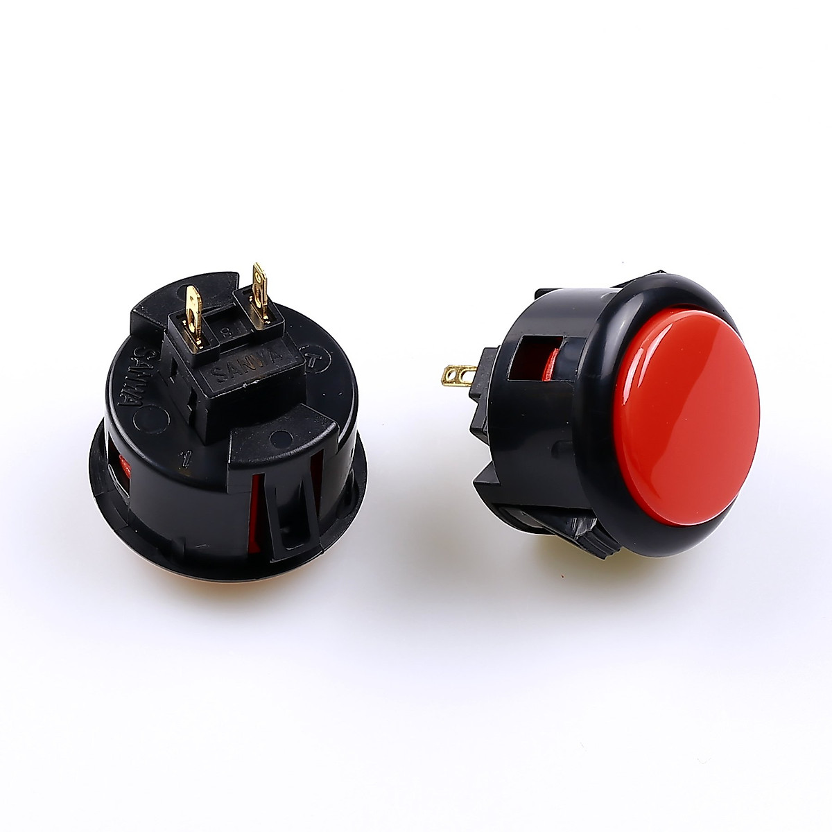 Sanwa 6 pcs OBSF-30 Original Push Button 30mm - for Arcade Jamma Video Game & Arcade Joystick Games Console (Black & Red) S@NWA