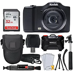 Kodak PIXPRO FZ152 Digital Camera + 32GB Memory Card + Point and Shoot Camera Case + Extendable Monopod + Lens Cleaning Pen + LCD Screen Protectors + Table Top Tripod – Ultimate Bundle