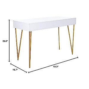 Safavieh Home Office Pine Modern White and Gold 2-drawer Desk