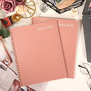 2024-2025 Monthly Planner - Monthly Planner 2024-2025, Jul. 2024 - Dec. 2025, 9" x 11", 18-Month Planner, Tabs & Pocket, Twin-Wire Binding - Rosy Pink