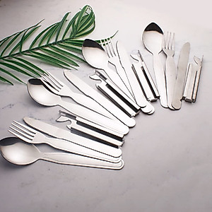 Enwinner 4 Set Picnic Flatware Set, Cutlery Set Extra Strong Ultra Silverware Set, 3 Pieces Knife Fork Spoon Set for Home Use/Travel/Picnic/Camping Utensils Set 2 ggryr nr4ne4 (4 set)