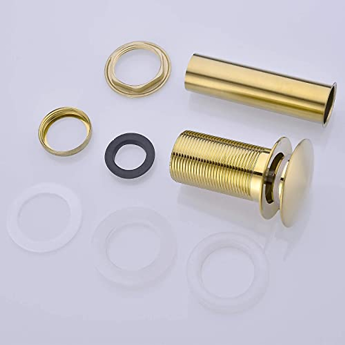 RANDOM Brushed Gold Sink Drain Without Overflow Bathroom Pop Up Drain Faucet Assembly Stopper Vessel Vanity Sink. (Brushed Gold).