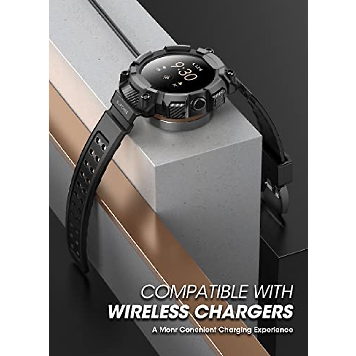 SUPCASE Unicorn Beetle Pro Series Case for Google Pixel Watch 41mm (2022), Rugged Protective Case with Strap Band (Black)