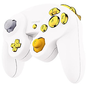 eXtremeRate Chrome Gold Repair ABXY D-pad Z L R Keys for Nintendo Gamecube Controller, DIY Replacement Full Set Buttons Thumbsticks & Tools for Nintendo Gamecube Controller - Controller NOT Included