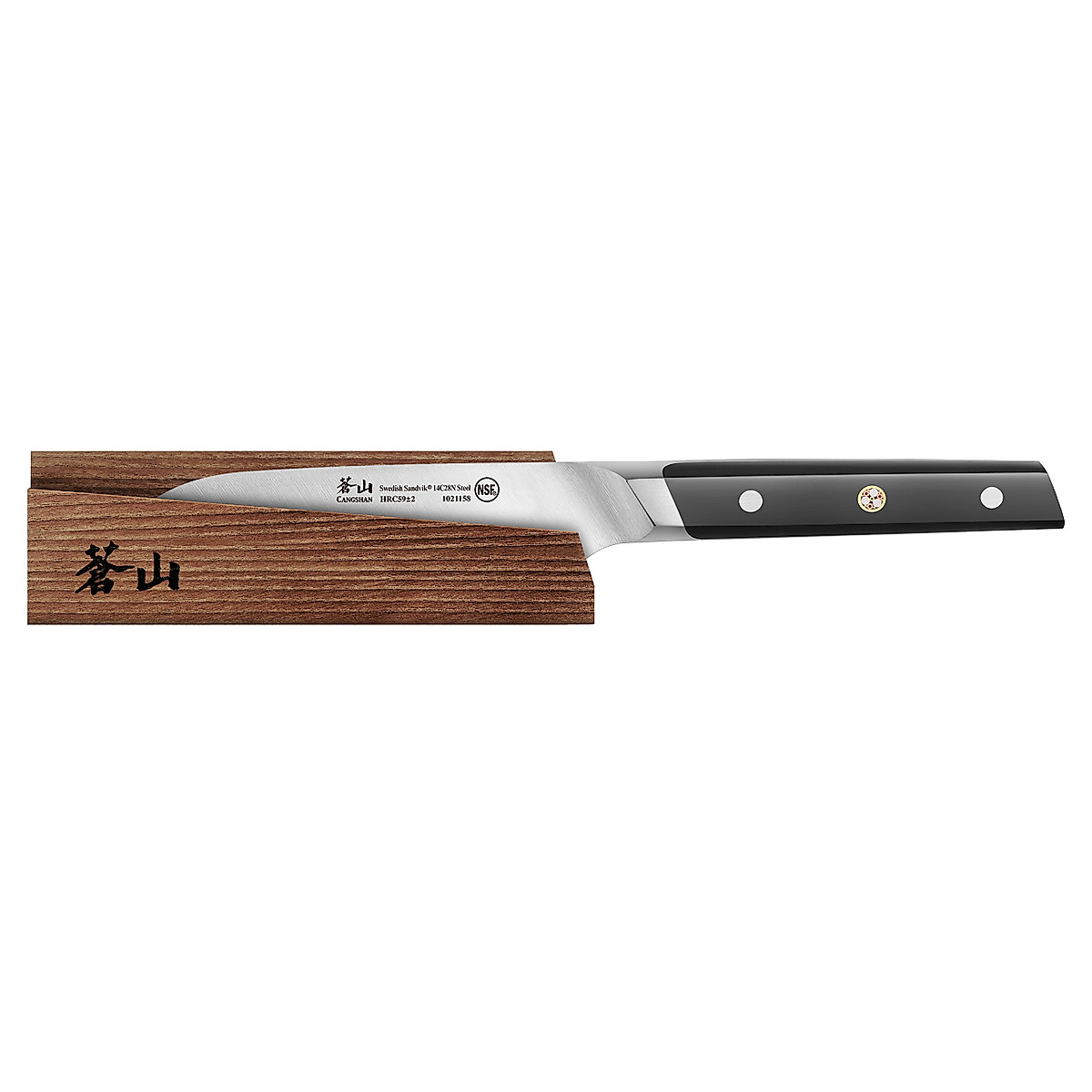 Cangshan TC Series 1021165 Swedish 14C28N Steel Forged 5-Inch Santoku Knife and Wood Sheath Set
