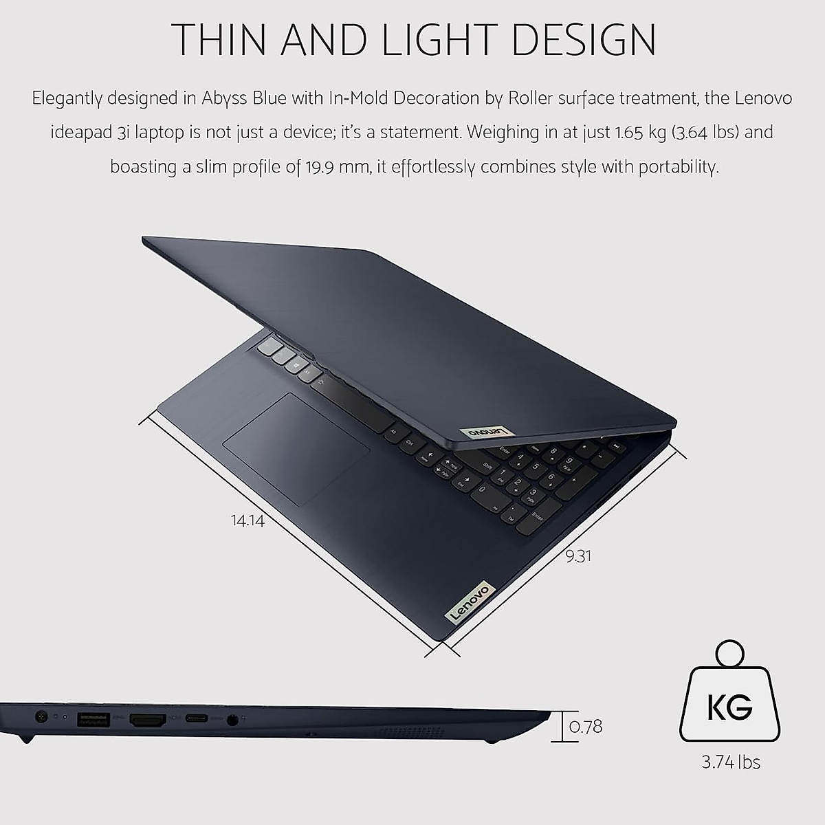 Lenovo IdeaPad 3 15.6 Inch FHD Touchscreen Business Laptop, Intel Core i5, 16GB RAM, 1TB SSD, Windows 11 Pro, HDMI, SD Card Reader, Abyss Blue, PCM