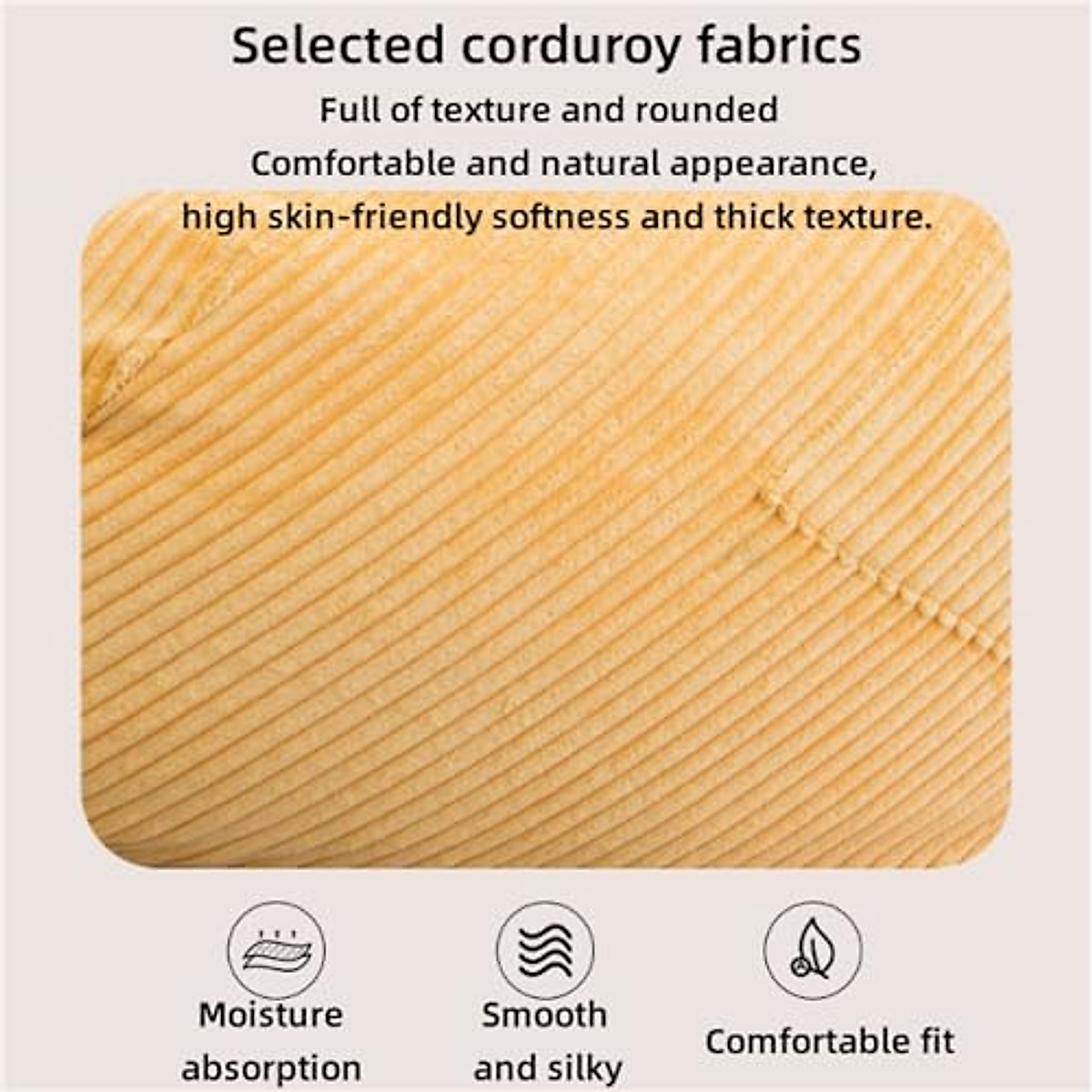 DAUTAI Soft Corduroy Stuffable Bean Bag, Fluffy Lazy Sofa for Adult Teen, High Skin-Friendly Softness Thick Texture, Pets Dogs/Cats Room Furniture (No Filler),Yellow,XL